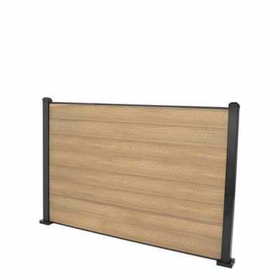 Select Composite 1.2m / 4ft Fence Panel & Corner Post - 8 Teak Flat ...