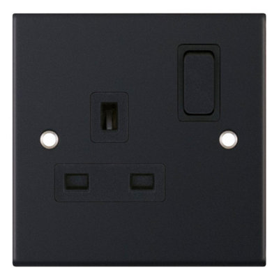 Selectric DSL11-21 M5 Switch Socket Outlet 13A 1 Gang (Matt Black ...
