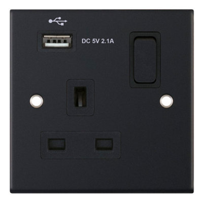 Selectric DSL11-60 5M Switch Socket with 1 x USB Port 13A 1 Gang (Matt ...