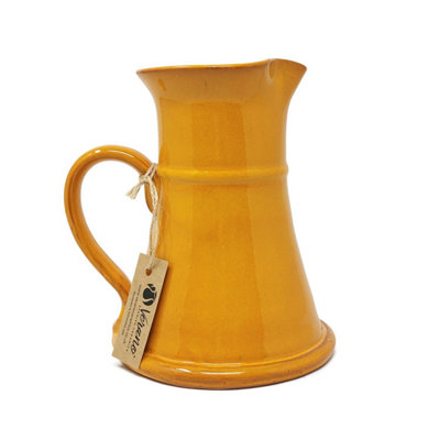 Selena Glazed Hand Dipped Kitchen Dining Large Flat Based Jug Orange 1L ...