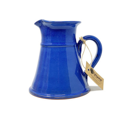 Selena Glazed Hand Dipped Kitchen Dining Small Flat Based Jug Blue 0.5L ...