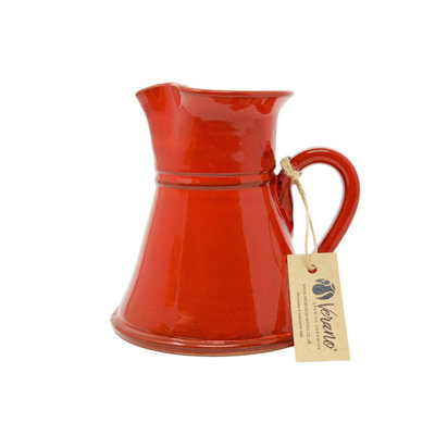 Selena Glazed Hand Dipped Kitchen Dining Small Flat Based Jug Red 0.5L ...