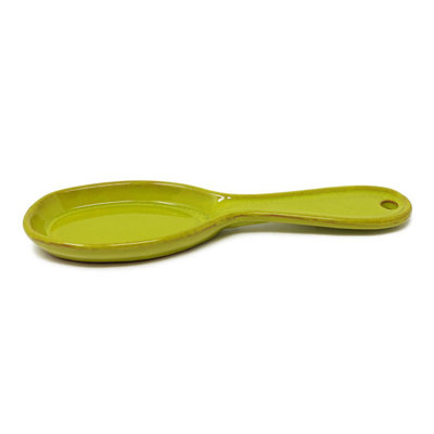 Selena Glazed Hand Dipped Kitchen Dining Utensil Spoon Rest Lime Green ...