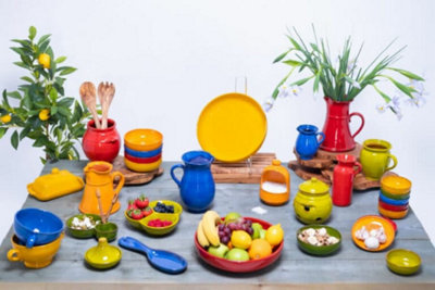 Selena Glazed Hand Dipped Solid Colour Kitchen Dining Olive Dish Orange ...