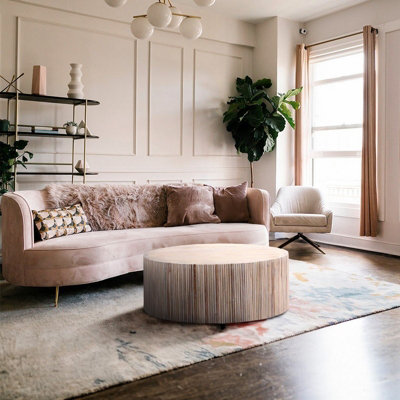 Selene Drum Coffee Table - Mango Wood - L80 x W80 x H45 cm - Natural