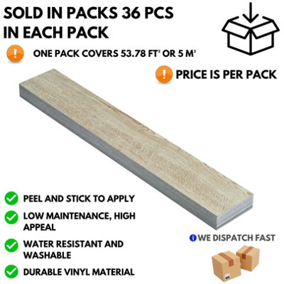 Self Adhesive Floor Planks - 36 Planks Per Pack Covering 53.8 ft²(5 m² ...