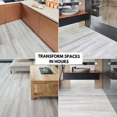 Self Adhesive Floor Planks - Pack of 7 Covers 0.97m² Peel and Stick ...