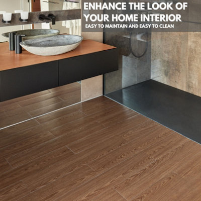 Self Adhesive Floor Planks - Pack of 7 Planks Covers (0.97m²) 10.47 ft² ...