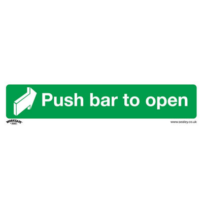 Self-Adhesive PUSH BAR TO OPEN Health & Safety Sign - 300 x 70mm ...