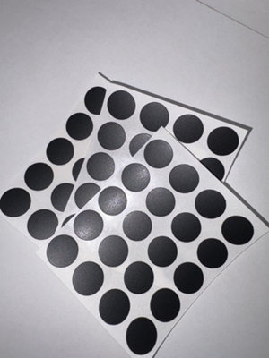 Self Adhesive Screw Hole Cap Covers - sheet of 50 BLACK