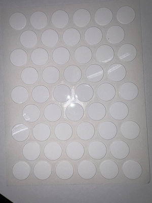 Self Adhesive Screw Hole Cap Covers - sheet of 50 WHITE GLOSS