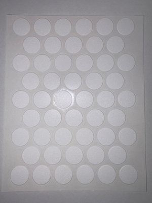 Self Adhesive Screw Hole Cap Covers - sheet of 50 WHITE