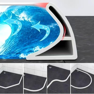 Self adhesive shower water retaining strip foldable safety partition ...