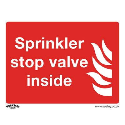 Self-Adhesive Sprinkler Stop Valve Sign - 200x150mm Safety Sticker for ...