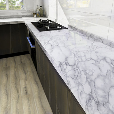 Self Adhesive Vinyl Wrap Film for Kitchen Worktops and Furniture 0.6m W ...