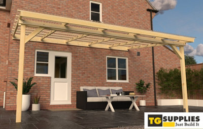 Self-Assembly Lean-To Pergola Vista Kit With Clear Corrugated Roofing ...