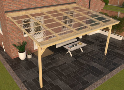 Self-Assembly Lean-To Pergola Vista Kit With Clear Corrugated Roofing ...