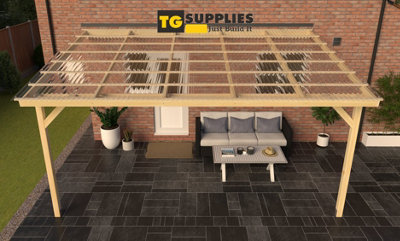 Self-Assembly Lean-To Pergola Vista Kit With Clear Corrugated Roofing ...