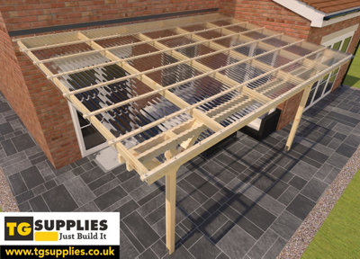 Self-Assembly Lean-To Pergola Vista Kit With Clear Corrugated Roofing ...