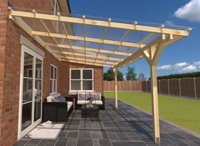 Self-Assembly Lean-To Pergola Vista Kit With Clear Corrugated Roofing ...