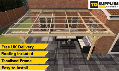 Self-Assembly Lean-To Pergola Vista Kit With Clear Corrugated Roofing ...