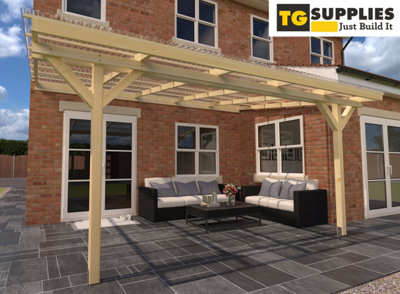 Self-Assembly Lean-To Pergola Vista Kit With Clear Corrugated Roofing ...
