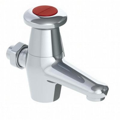 Self-Closing Bib Tap - Hot Water - Chrome Push Top Basin Tap for Public ...