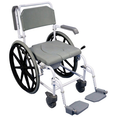 Self Propelled Shower Commode Chair with Rust-Free Frame and 7.5L Potty