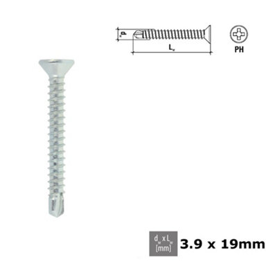 Self Tapping Screw uPVC PVC PH Head Self-drilling Galvanized - Size 3.9x25mm - Pack of 200