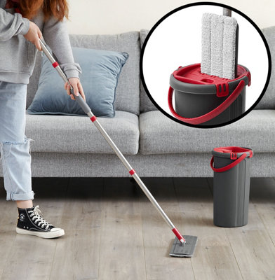 SELF-WASH AND SELF-DRY MICROFIBRE MOP AND BUCKET SET WOOD TILES HARD ...