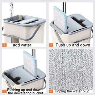 Self-Wringing Flat Mop & Bucket Kit with 360 Head & 10 Reusable Pads