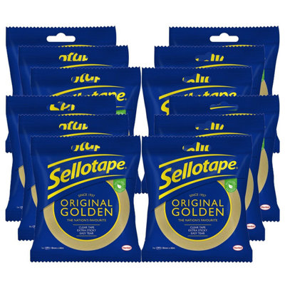 Sellotape Original Golden Strong Sticky Tape 24mmx50m, 12 Pack