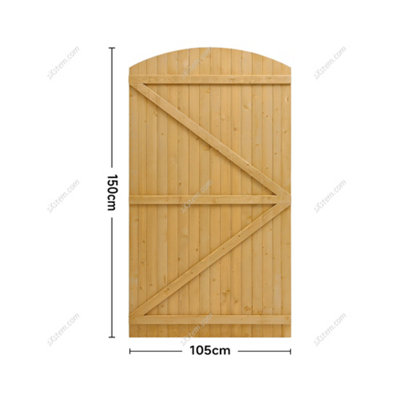 Semi Arch Pine Garden Gate Sturdy Framed Design with Latch & Classic ...