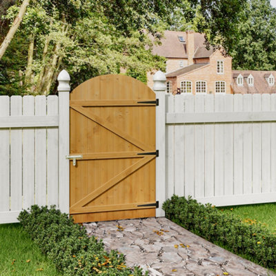 Semi Arch Pine Garden Gate Sturdy Framed Design with Latch for Timeless ...
