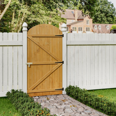 SEMI BRACED ARCH TOP STRONG WOODEN GARDEN GATE WITH LATCH H 180 CM X W ...