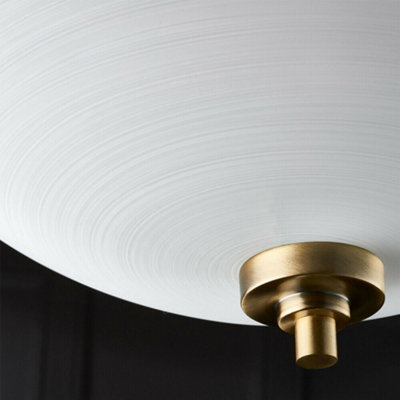 Semi Flush Ceiling Light Antique Brass Glass 3 Bulb Feature Lamp Holder ...