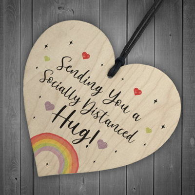 Sending You A Socially Distanced Hug Wood Heart Best Friend Birthday ...