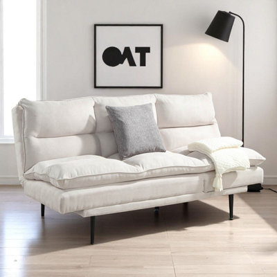 Sennen Fabric Cushion Style Clic Clac 3 Seater Sofa Bed - Natural