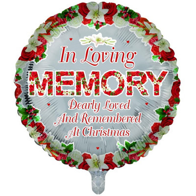 Sensations In Loving Memory Foil Round Christmas Balloon Red/Grey (One ...