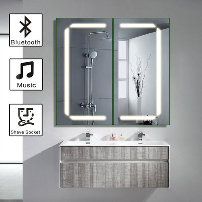 Sensor LED Lighted Bathroom Mirror Cabinets with Bluetooth Speaker