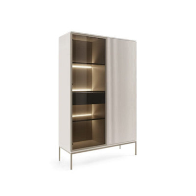 Sento Cashmere & Gold Display Cabinet - 104cm Tall Unit with 6 Shelves ...