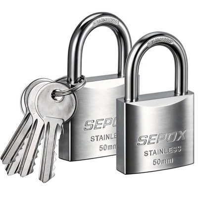 Sepox Outdoor Padlock with Key Stainless Steel Lock Body and Shackle ...