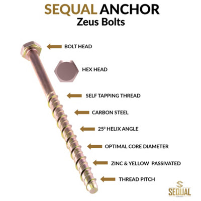SEQUAL Zeus Bolts, Hex Head Concrete Bolts, Self Tapping Fixing Bolts ...