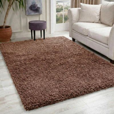 Serdim Rugs Plain Living Room Shaggy Area Rugs D.Beige 80x150 cm