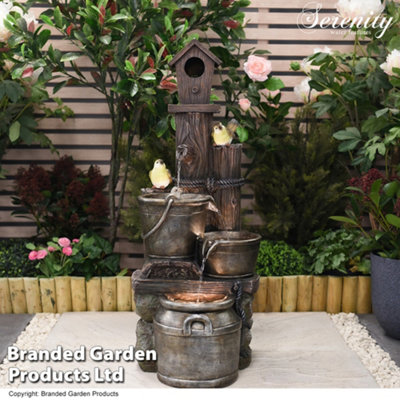 Serenity Bird House Water Feature Cascading with 12 LED Illumination ...