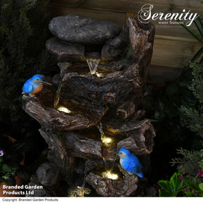 Serenity Cascading Tree Trunk Water Feature with Kingfisher LED ...