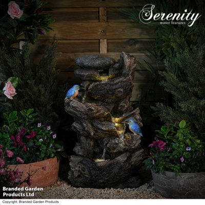 Serenity Cascading Tree Trunk Water Feature with Kingfisher LED ...