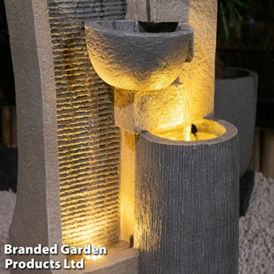 Serenity Garden Cascading Four Bowl and Wall Water Feature, Tipping ...