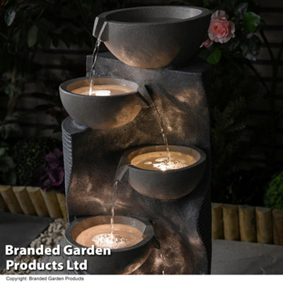 Serenity Large Four Bowl Cascading Water Feature with 4 LED Lights ...