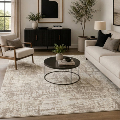 Serenity Modern Abstract Lines Contemporary Area Rugs Stone 80x150 cm